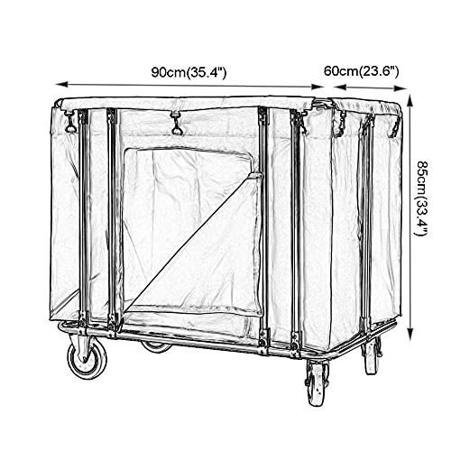 ZYLEDW Trolleys,Kitchen Storage Hand Trucks, Laundry Sorter Storage Cart,Laundry Basket,Service Trolley with Wheels,Stainless Steel Frame/Brown/Large