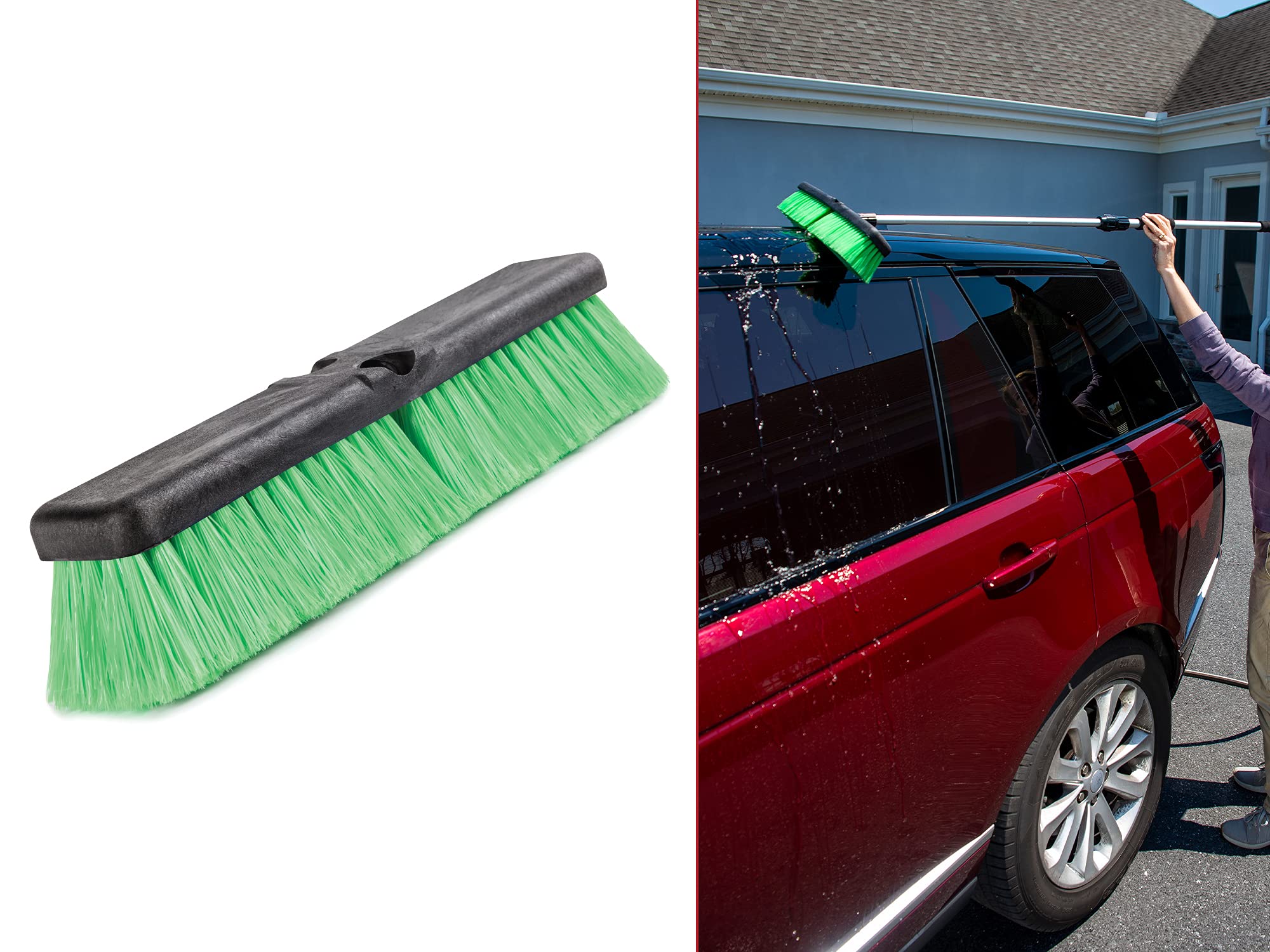 Harper 37518600 6-Piece Car Wash Brush Set with Telescoping Flow-Through Handle, (3) Brush Heads, (1) Soft Hand Brush and (1) Stiff Hand Brush