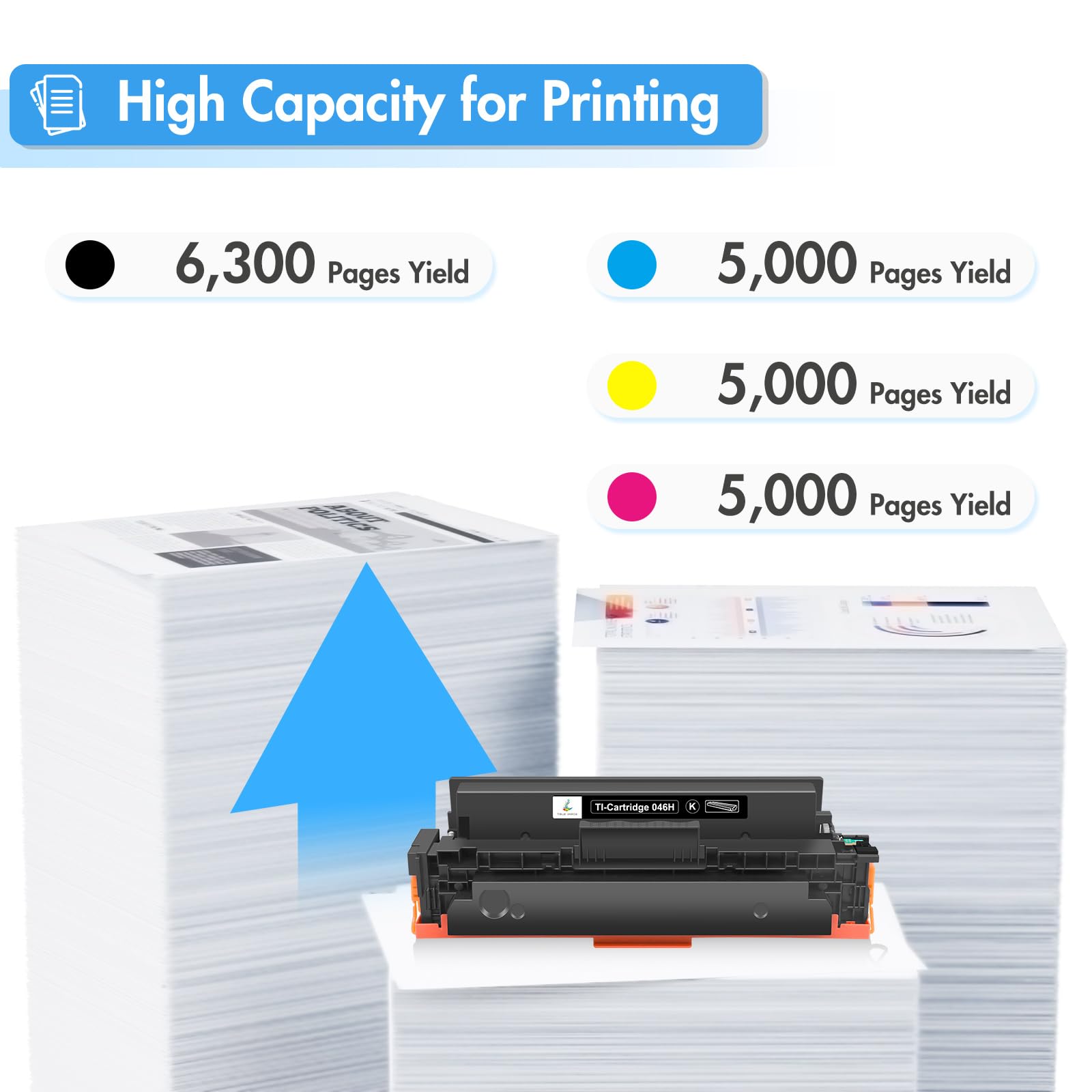TRUE IMAGE Compatible Toner Cartridge Replacement for Canon 046H 046 CRG-046H Color ImageCLASS MF733Cdw MF731Cdw MF735Cdw LBP654Cdw MF731 MF733 Printer Ink (Black Cyan Magenta Yellow, 4-Pack)