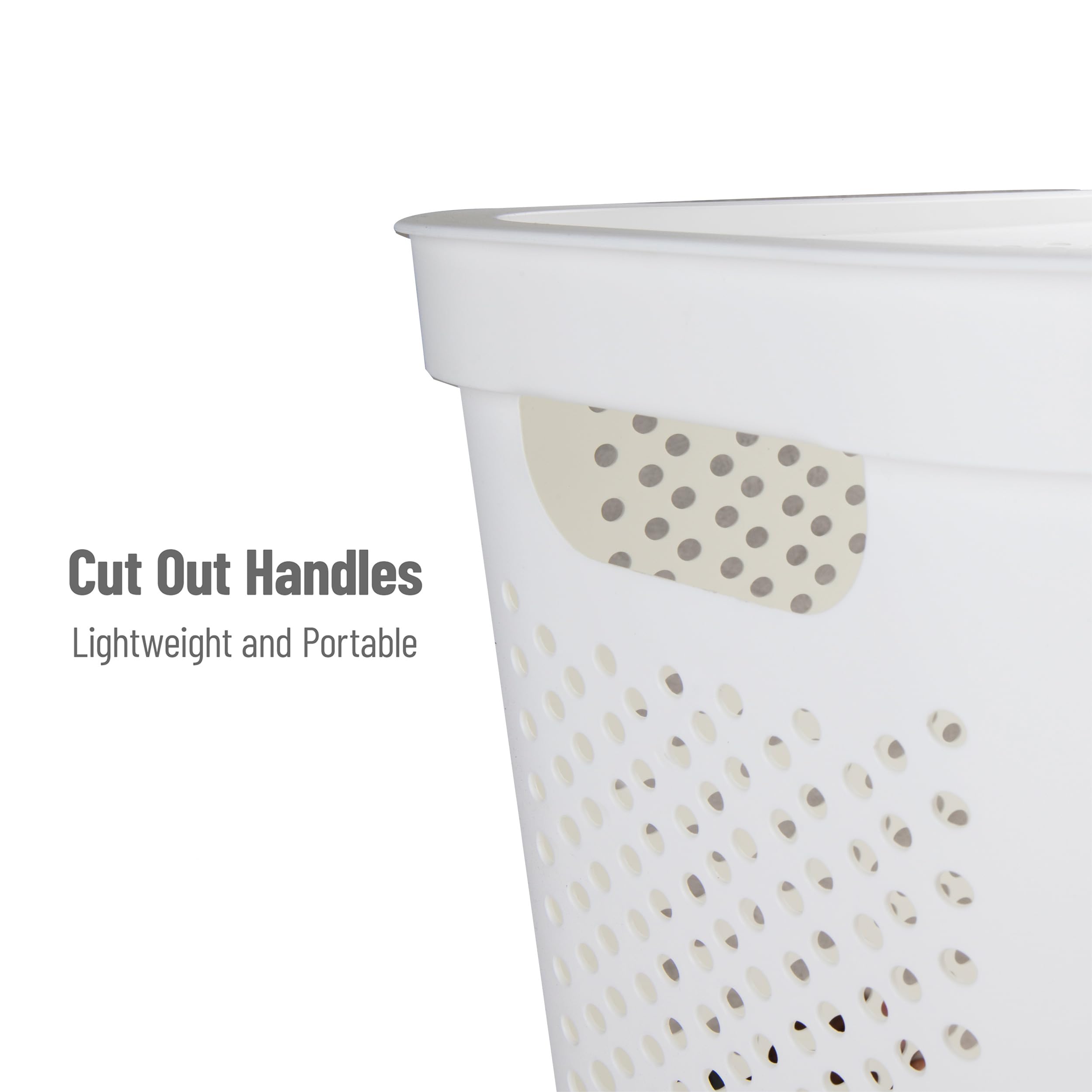 Mind Reader 60L Slim Laundry Hamper, Clothes Basket, Lid, Ventilated, Plastic, 17.25"L x 13.75"W x 23.5"H, White