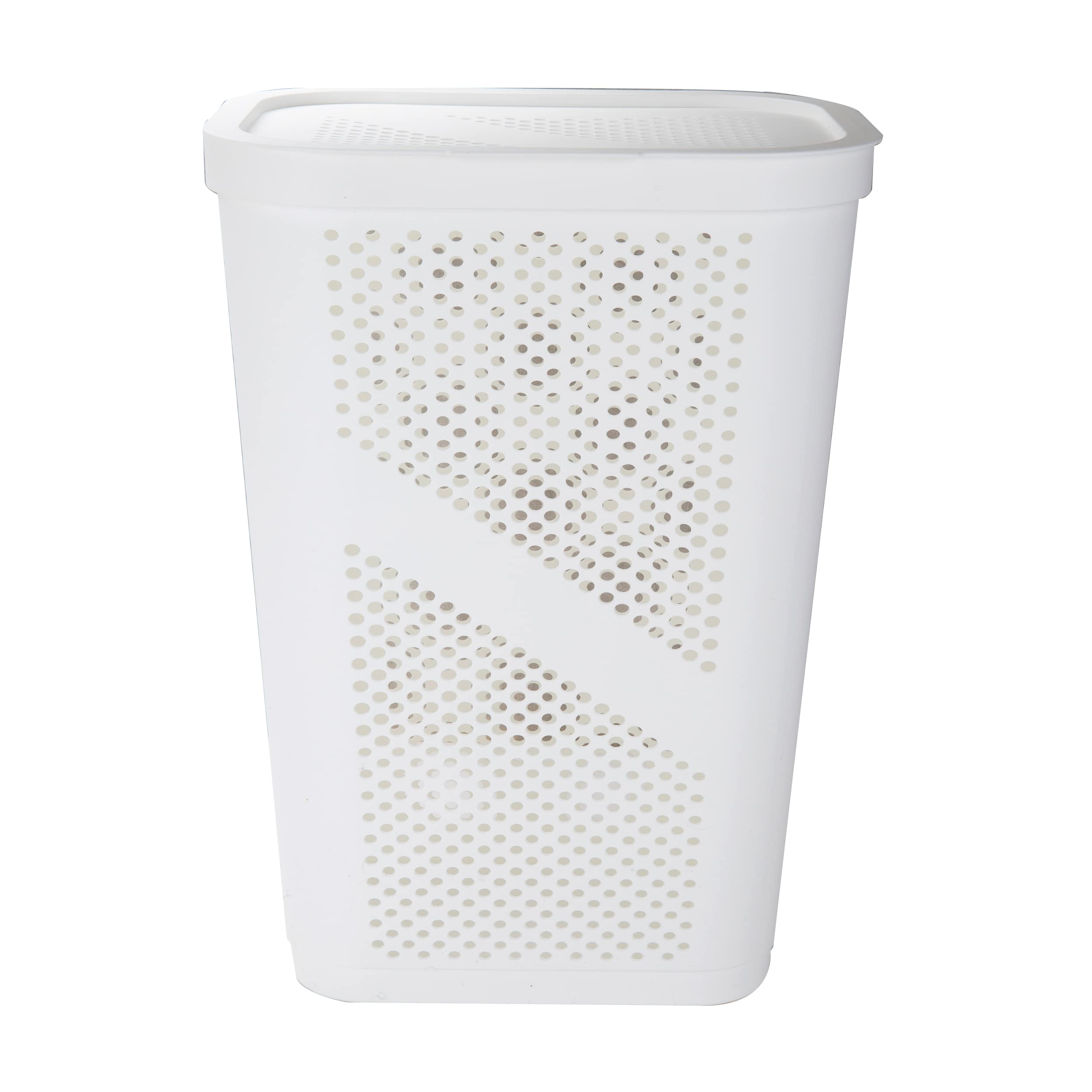 Mind Reader 60L Slim Laundry Hamper, Clothes Basket, Lid, Ventilated, Plastic, 17.25"L x 13.75"W x 23.5"H, White