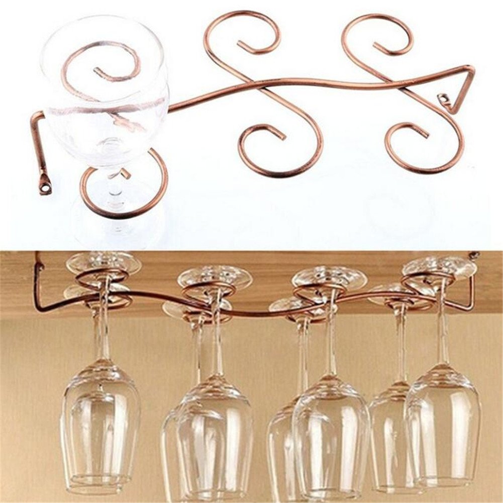 VALINK Stemware Racks, 1Pcs 6/8 Wine Glass Rack, Stainless Steel Wine cup Holder, Stemware Hanging Stand, Under Cabinet Holder, Drinking Glass Storage Organizer Hanger Shelf for Household Bar Tools