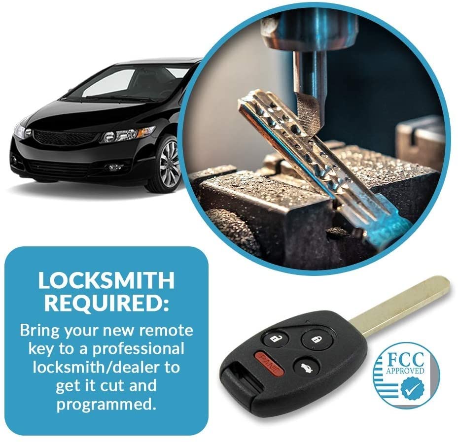 [1 PCS]Doiplent N5F-S0084A Key Fob Replacement Keyless Entry Remote Control Uncut Ignition Transponder Key for Honda 2006-2013 Civic EX EX-L SI
