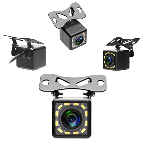 12LED Rear View Camera CVBS Switching Car Reverse Camera IP66 Waterproof Night Vision HD Backup Reversing Camera 170° Wide-Angle Parking Assistance Cameras for Cars Pickup Trucks RVs Vans SUVs