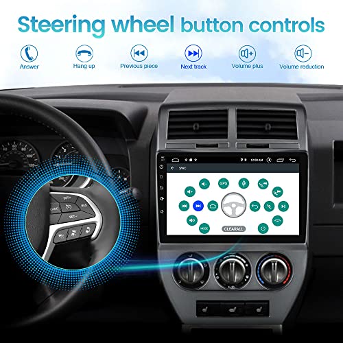 Android 11 [2GB+32GB] Car Radio Compatible for Jeep Patriot Compass 2007-2009, 10 Inch Touch Screen with GPS/FM/WiFi/USB, Support SWC, Wireless Carplay/Wired Android Auto