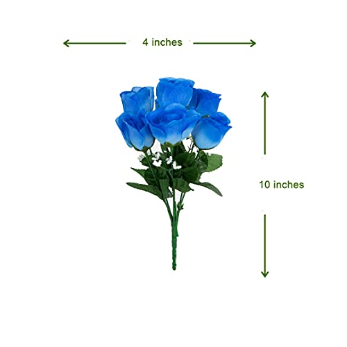 SN Decor Season’s Need Artificial Flowers 84Pcs Real Looking Turquoise Bulk Fake Roses with Baby’s Breath for DIY Wedding Bouquets Baby Shower Centerpieces Party Tables Home Decorations