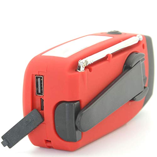 【Aivica-088】 NOAA Weather Radio Emergency Radio Solar, Hand Crank, Micro USB Charge AM/FM/NOAA Radio 3 LED Flashlight 2000mAh Smart Phone Charger Power Bank(Red)(red)