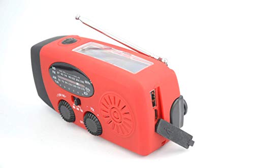 【Aivica-088】 NOAA Weather Radio Emergency Radio Solar, Hand Crank, Micro USB Charge AM/FM/NOAA Radio 3 LED Flashlight 2000mAh Smart Phone Charger Power Bank(Red)(red)