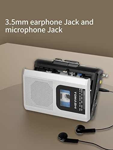 TOMASHI Cassette Player Walkman Tape Recorder FM AM Radio with Built-in Speaker,Microphone F-318B