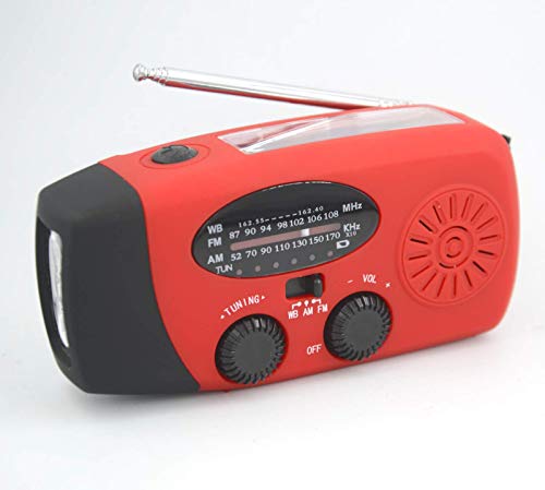 【Aivica-088】 NOAA Weather Radio Emergency Radio Solar, Hand Crank, Micro USB Charge AM/FM/NOAA Radio 3 LED Flashlight 2000mAh Smart Phone Charger Power Bank(Red)(red)