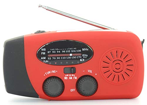 【Aivica-088】 NOAA Weather Radio Emergency Radio Solar, Hand Crank, Micro USB Charge AM/FM/NOAA Radio 3 LED Flashlight 2000mAh Smart Phone Charger Power Bank(Red)(red)