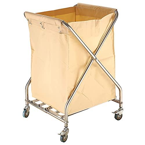 Laundry Basket Carts, Commercial Foldable Laundry Cart with Universal Wheels, Hotel/Laundry Room Sorter Cart, 60x60x89cm, More Stable and Sturdy Folding Laundry Basket-Yellow
