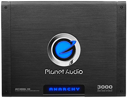 Planet Audio AC3000.1D Anarchy Series Car Audio Amplifier - 3000 High Output, Class D, Monoblock, 1 Ohm, Low Level Inputs, Low Pass Crossover, Mosfet Power Supply, Hook Up To Stereo and Subwoofer