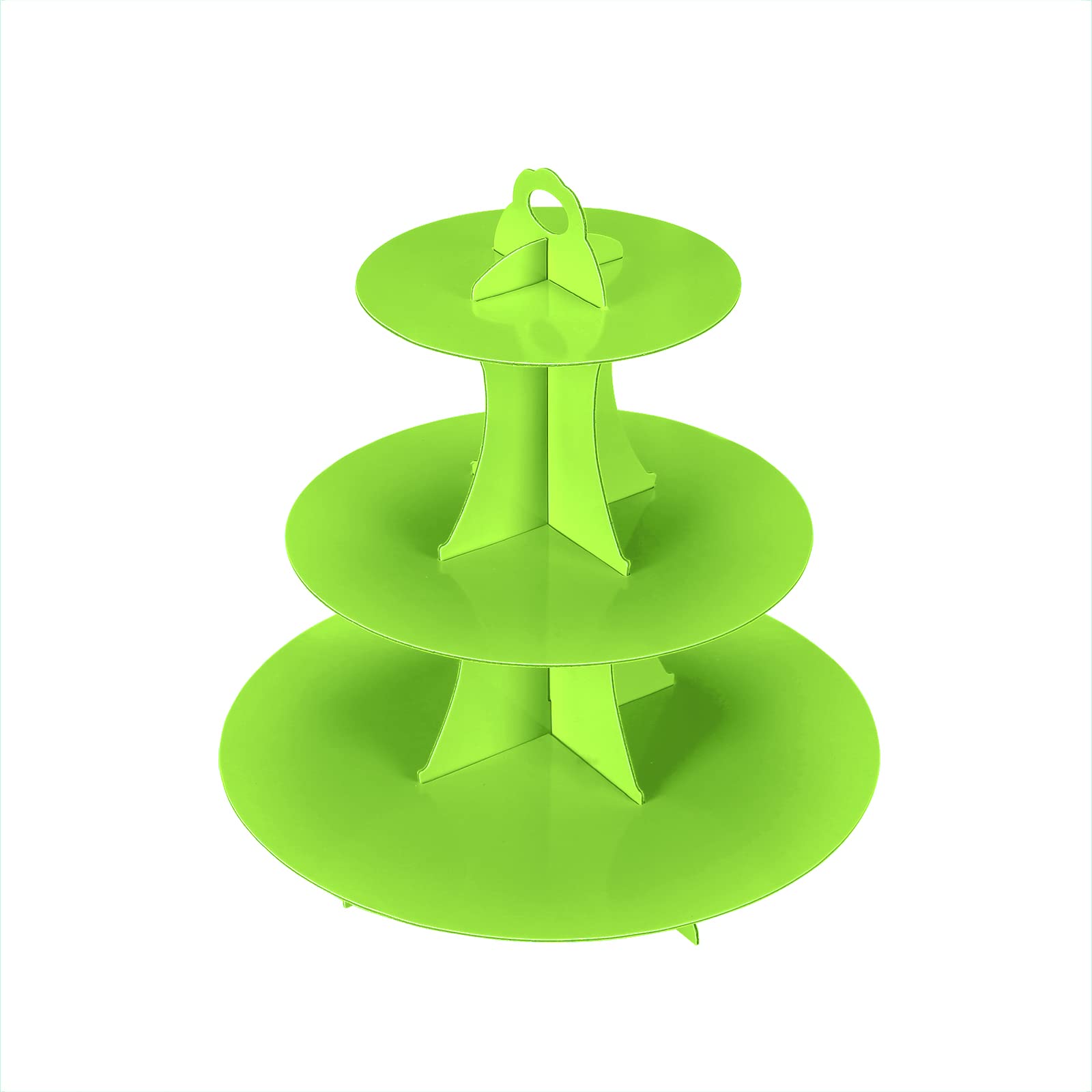 YLDW 3-Tier Cupcake Stand, Cake Stand Holder, Tiered DIY Cupcake Stand Tower for Dessert Table Displays, Birthday Theme Party Favors Decoration, Floral Tea Party, 12" W x 12.8" H, Green