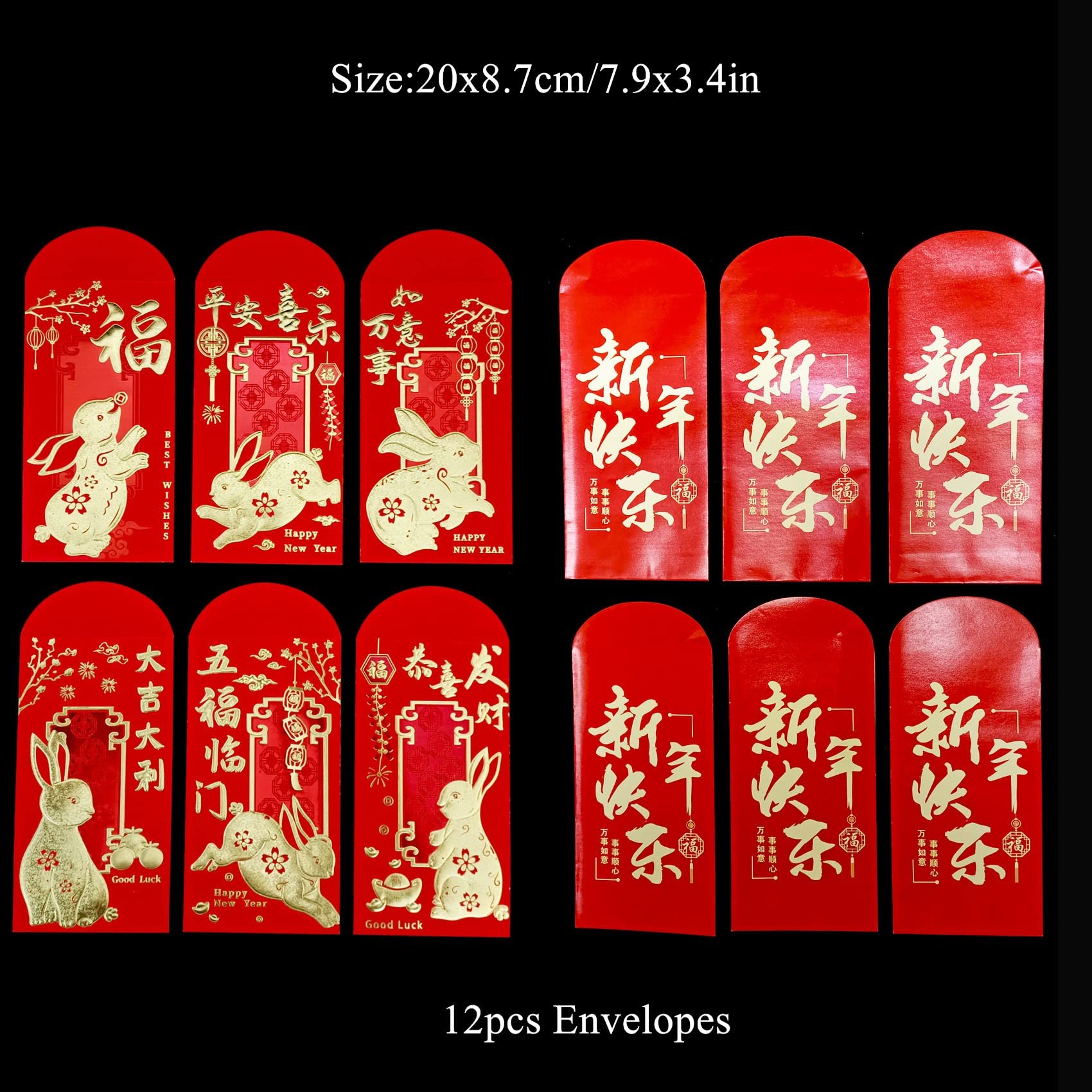 KYMY 2023 Chinese New Year Couplet Set,30pcs Spring Festival Chinese New Year Couplets Set,新年对联,春节对联,兔年对联,Rabbit Year Decorations Set with Duilian/Chunlian Paper,Red Envelopes,Fu Character,Lanterns