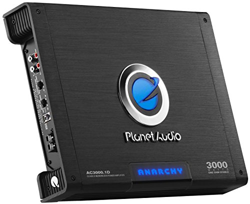 Planet Audio AC3000.1D Anarchy Series Car Audio Amplifier - 3000 High Output, Class D, Monoblock, 1 Ohm, Low Level Inputs, Low Pass Crossover, Mosfet Power Supply, Hook Up To Stereo and Subwoofer