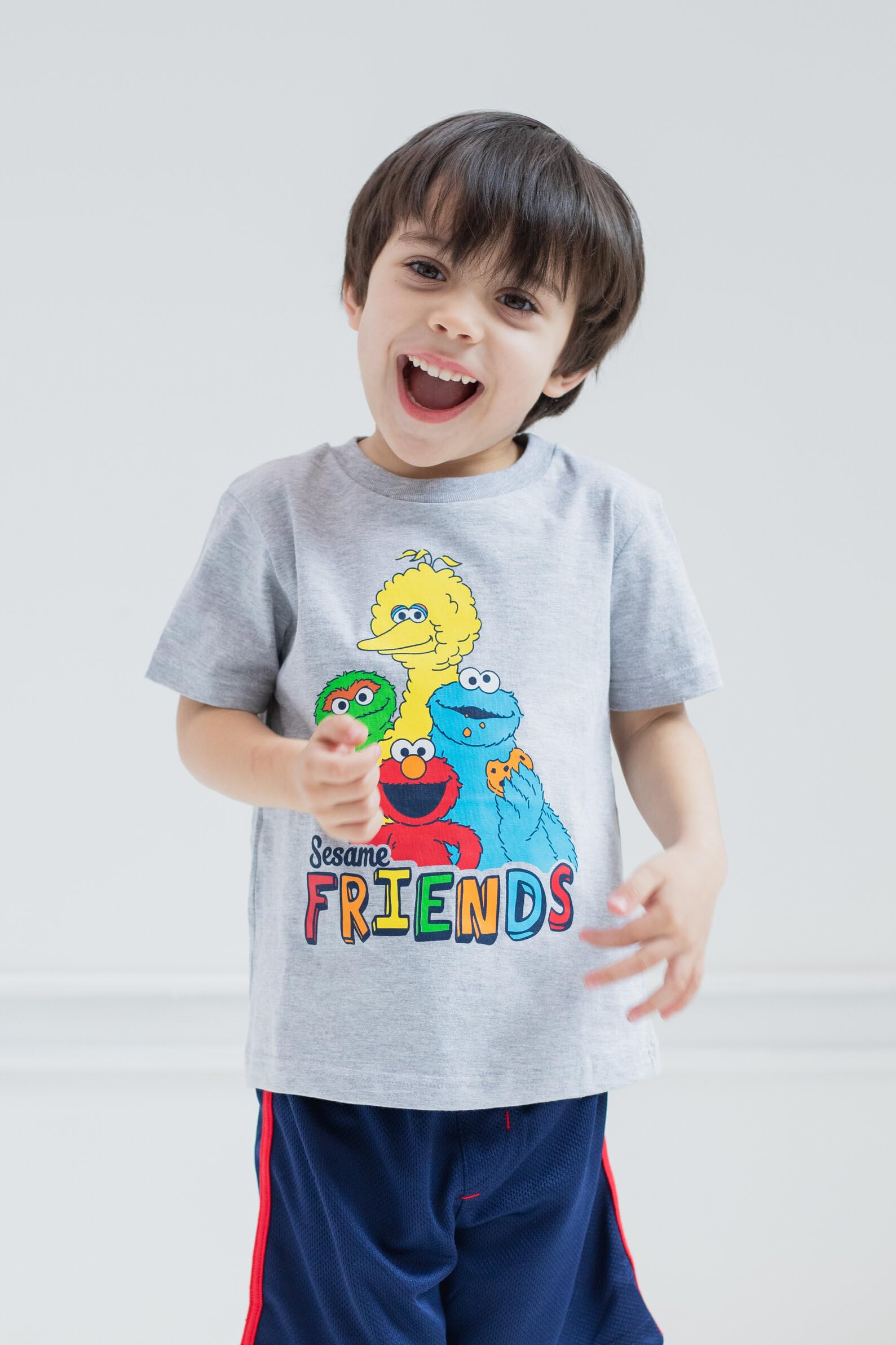 Sesame Street Elmo Cookie Monster Oscar the Grouch Big Bird Infant Baby Boys 2 Pack T-Shirts Gray/Red 24 Months