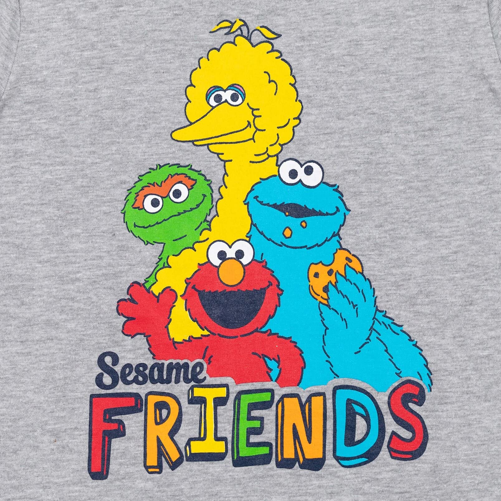 Sesame Street Elmo Cookie Monster Oscar the Grouch Big Bird Infant Baby Boys 2 Pack T-Shirts Gray/Red 24 Months