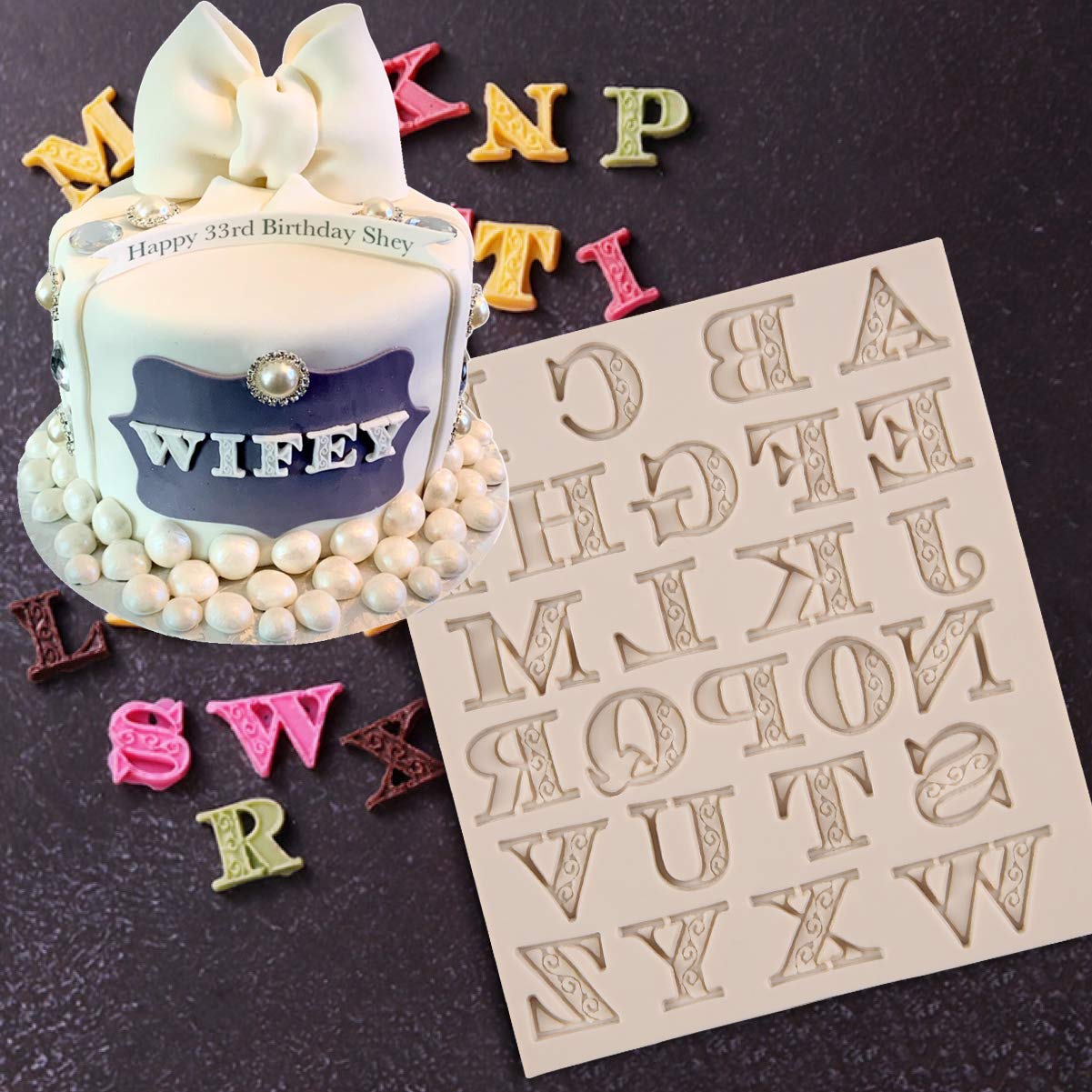 Letter Molds for Chocolate, 4 Pack Number Alphabet Silicone Fondant Molds for Baby Shower Cake Decorating Birthday Cupcake Toppers Candy