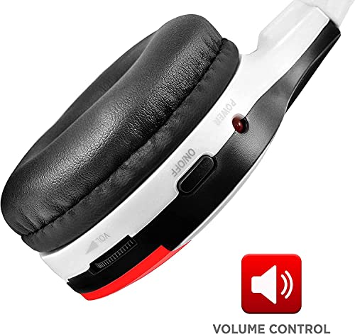 XO Vision IR630R Universal IR Wireless Foldable Headphones - RED Wireless Bluetooth-Enabled Lightweight Portable for iPhone, Car, Kids Wireless Headphones for Universal Car Entertainment System