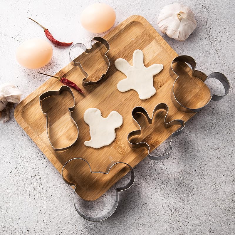 5PCS Mickey Mouse Cookie Cutters, Mickey Minne Mouse Shapes Themed Biscuits Molds Stainless Steel Metal Cutter for Kids Birthday Party Holidays Baby Shower