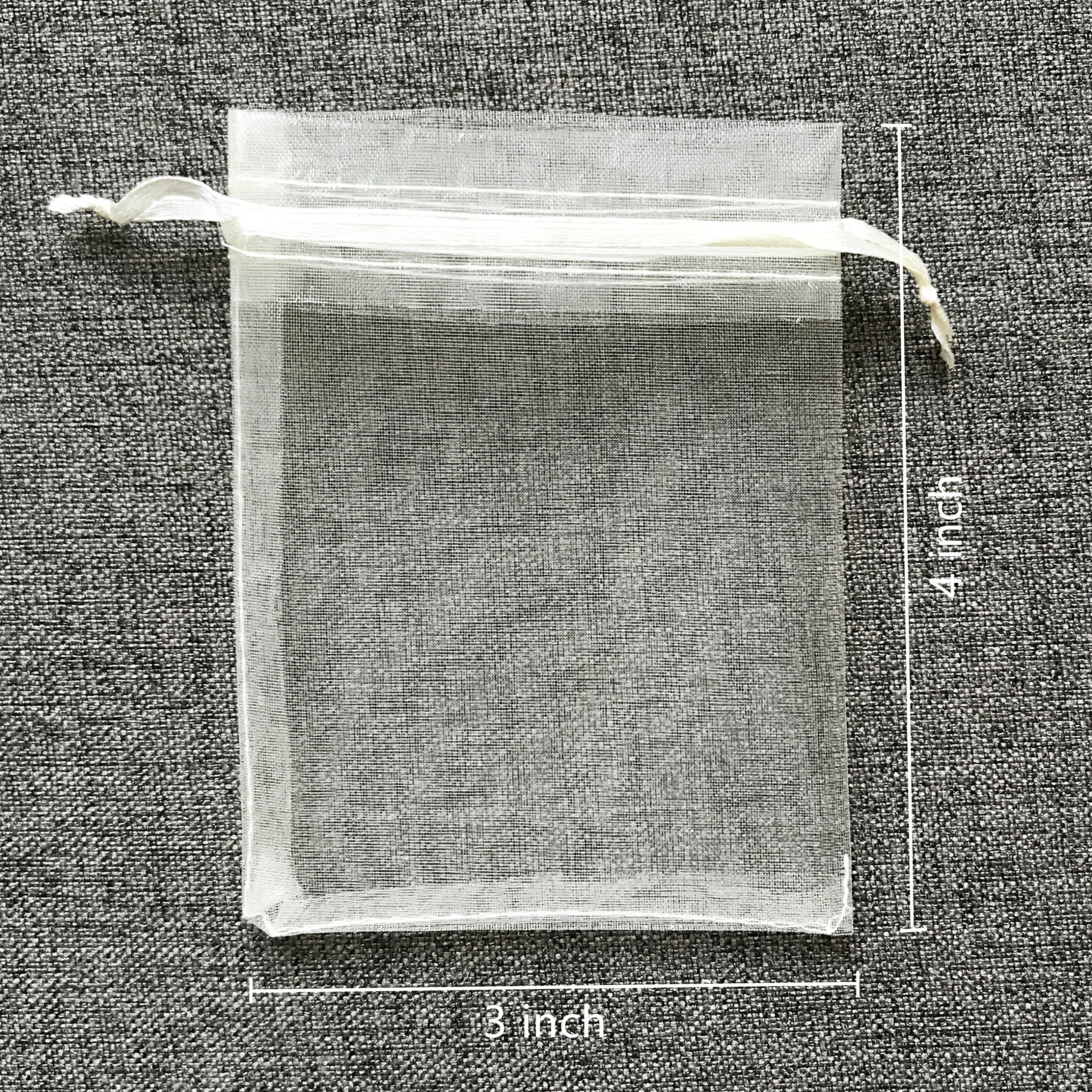 ATCG 100pcs 3x4 Inches Drawstring Organza Pouches Wedding Party Jewelry Favor Gift Candy Bags (Black)