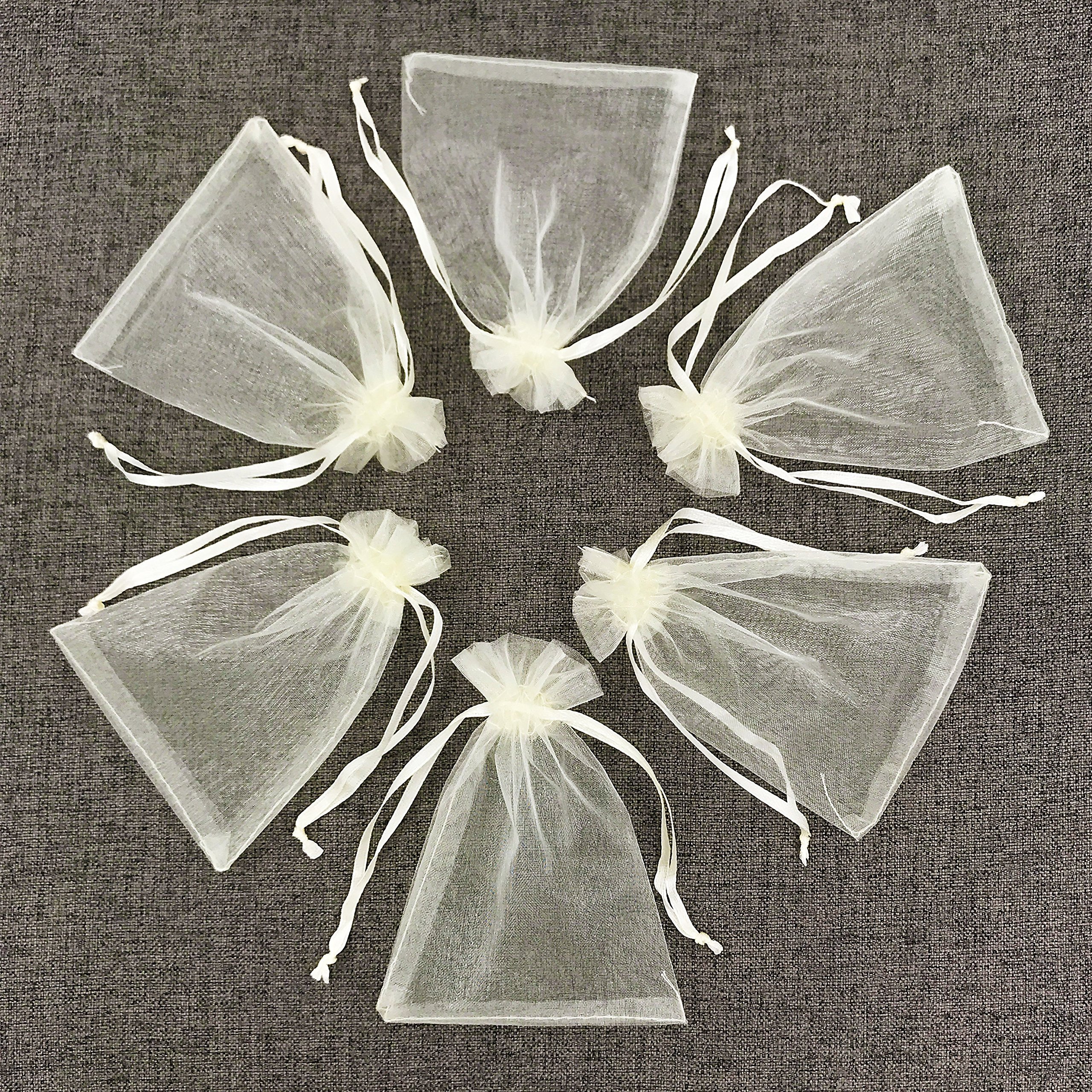 ATCG 100pcs 3x4 Inches Drawstring Organza Pouches Wedding Party Jewelry Favor Gift Candy Bags (Black)