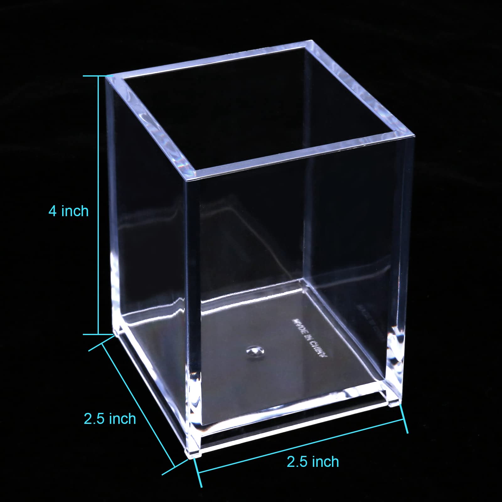 Acrylic Pen Holder, 3 Pcs Clear Acrylic Pencil Holders for Desk, Makeup Brush Holder Cup Organizer, Pen Holder Stationery Storage Desktop Accessories for Office School Supplies (with Cleaning Cloth)