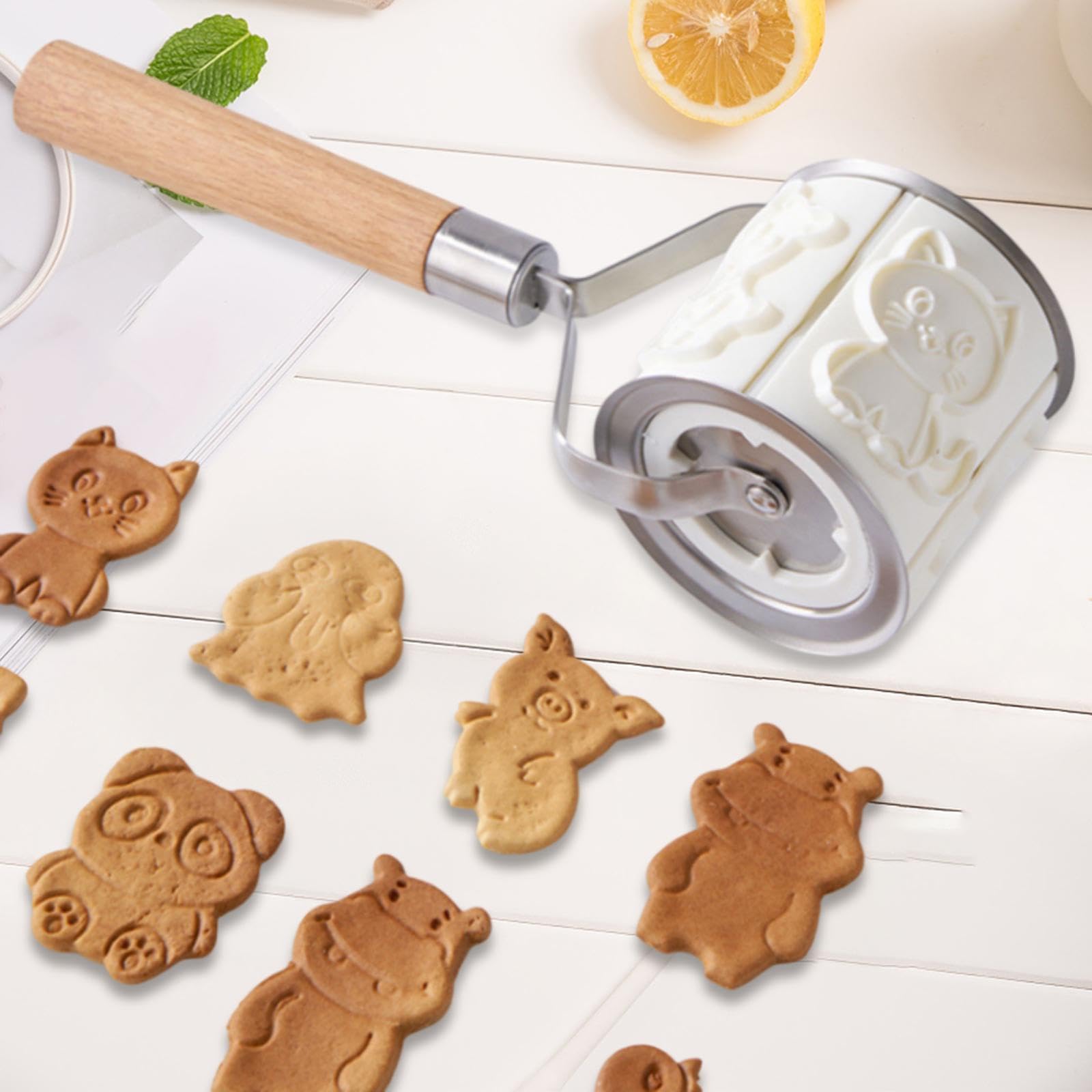 Rolling Cookie Cutter Portable Hand Tool Practical Stainless Steel Comfort Grip DIY Baking Tools for Wedding Holiday Baby Shower Kids Lunch/1223