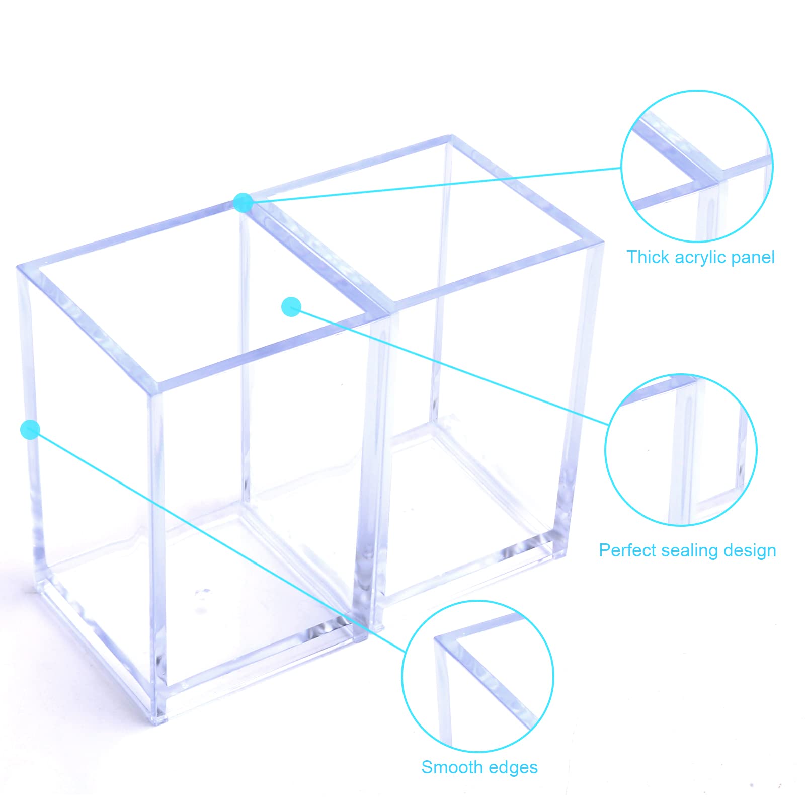 Acrylic Pen Holder, 3 Pcs Clear Acrylic Pencil Holders for Desk, Makeup Brush Holder Cup Organizer, Pen Holder Stationery Storage Desktop Accessories for Office School Supplies (with Cleaning Cloth)
