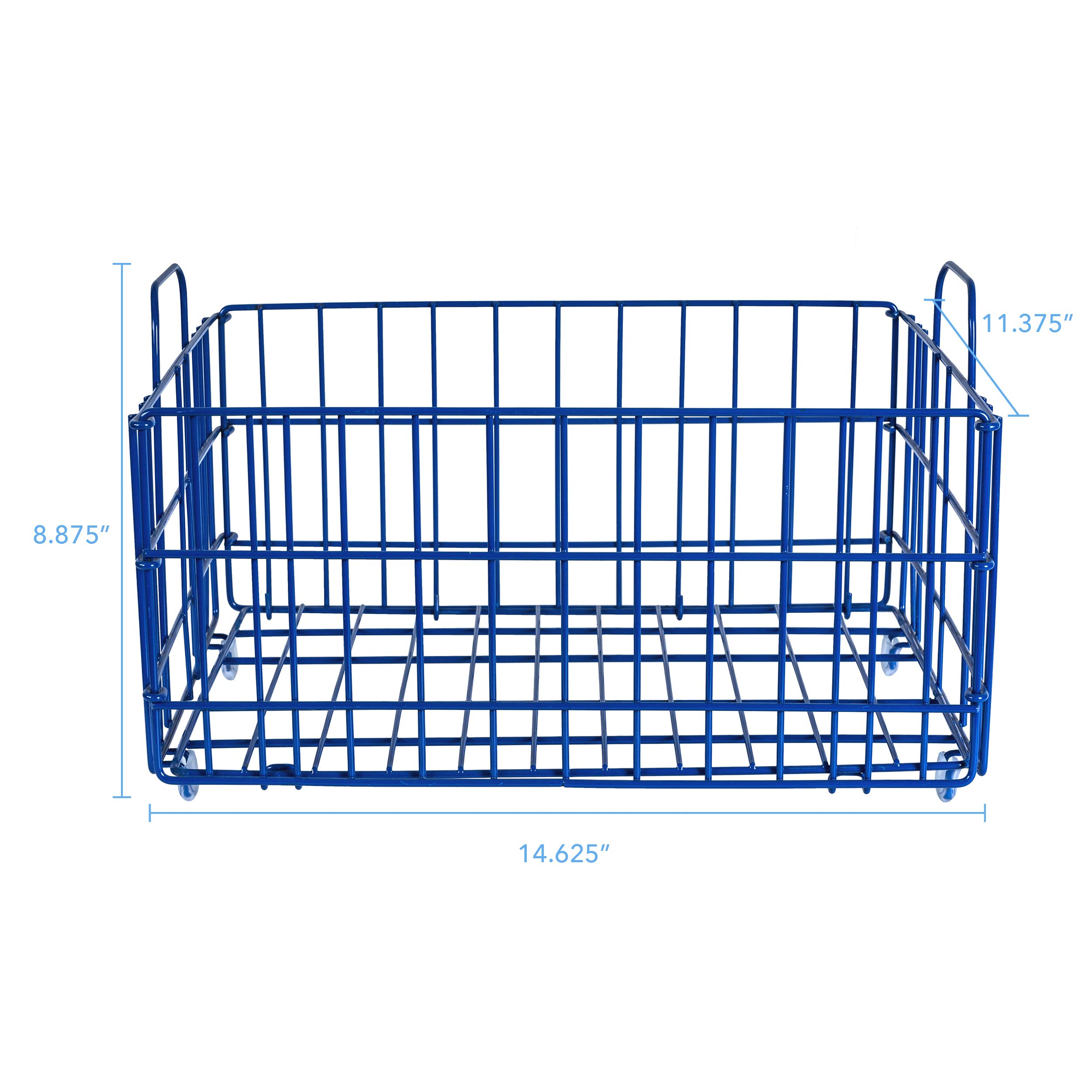 Atlantic Tabletop Wire Storage Basket, Heavy-Gauge Powder-Coated Metal Wire Construction, Stackable for Easy Expansion, Collapsible & Foldable, Non-Slip Feet, Plastic Liner, PN 23308043 – Blue
