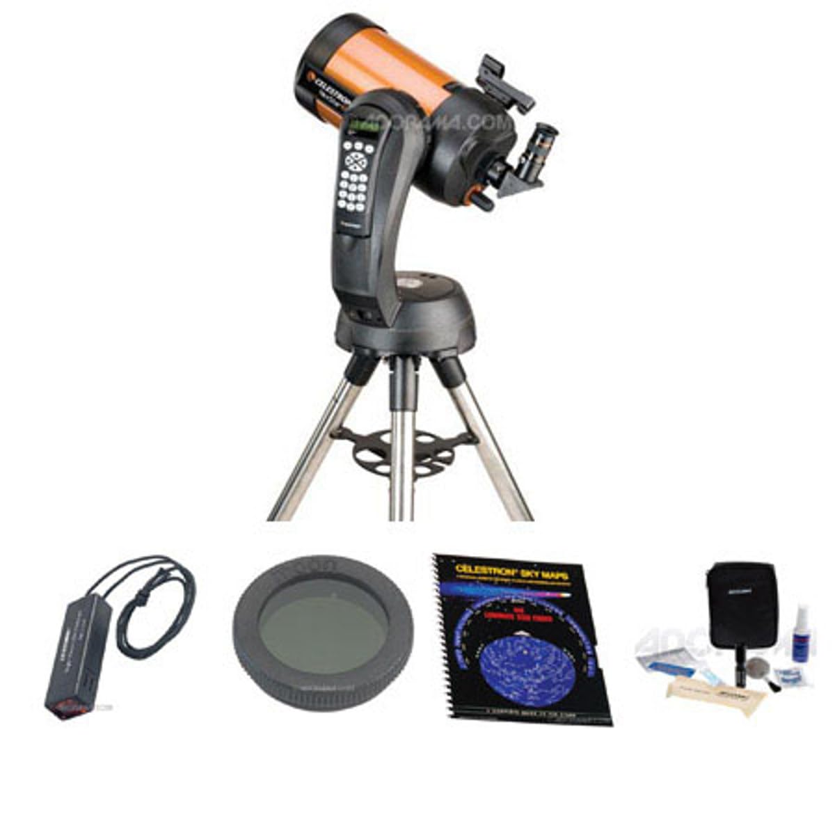 Celestron NexStar 6 SE Schmidt-Cassegrain Computerized Telescope, Bundle with Night Vision Flash Light, Sky Maps Book, 1.25" Moon Filter, Cleaning Kit