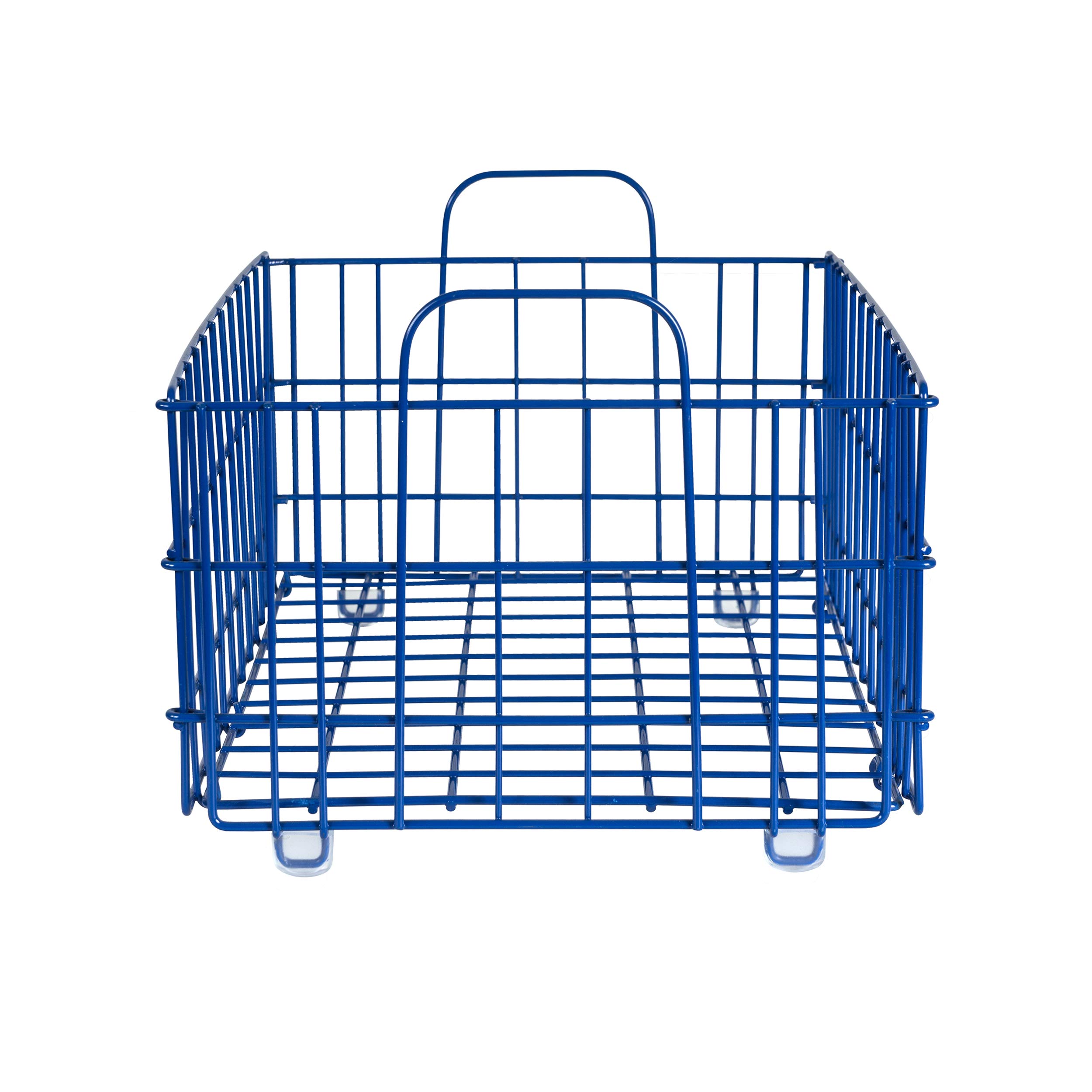 Atlantic Tabletop Wire Storage Basket, Heavy-Gauge Powder-Coated Metal Wire Construction, Stackable for Easy Expansion, Collapsible & Foldable, Non-Slip Feet, Plastic Liner, PN 23308043 – Blue