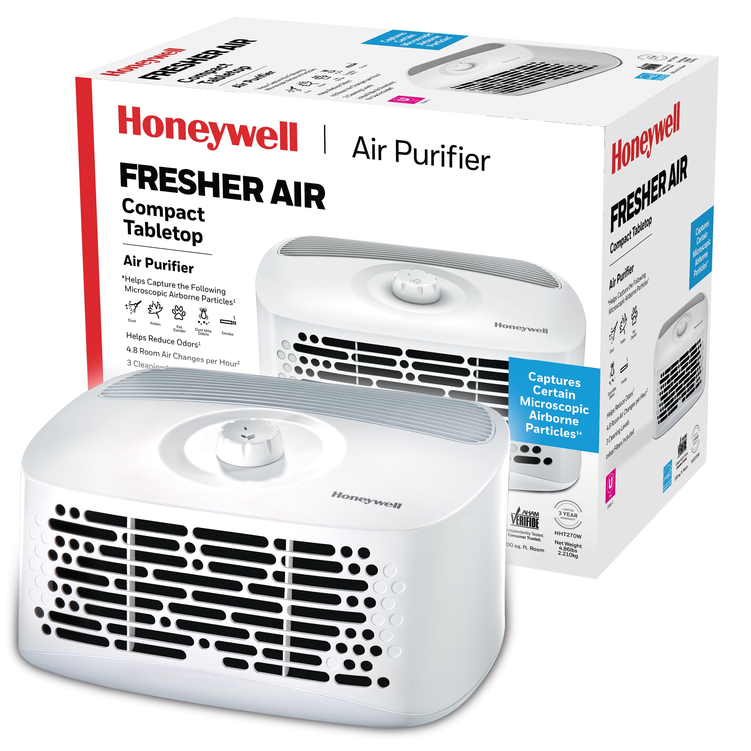 Honeywell HHT270 Air Purifier, Small Rooms (100 sq. ft.) White