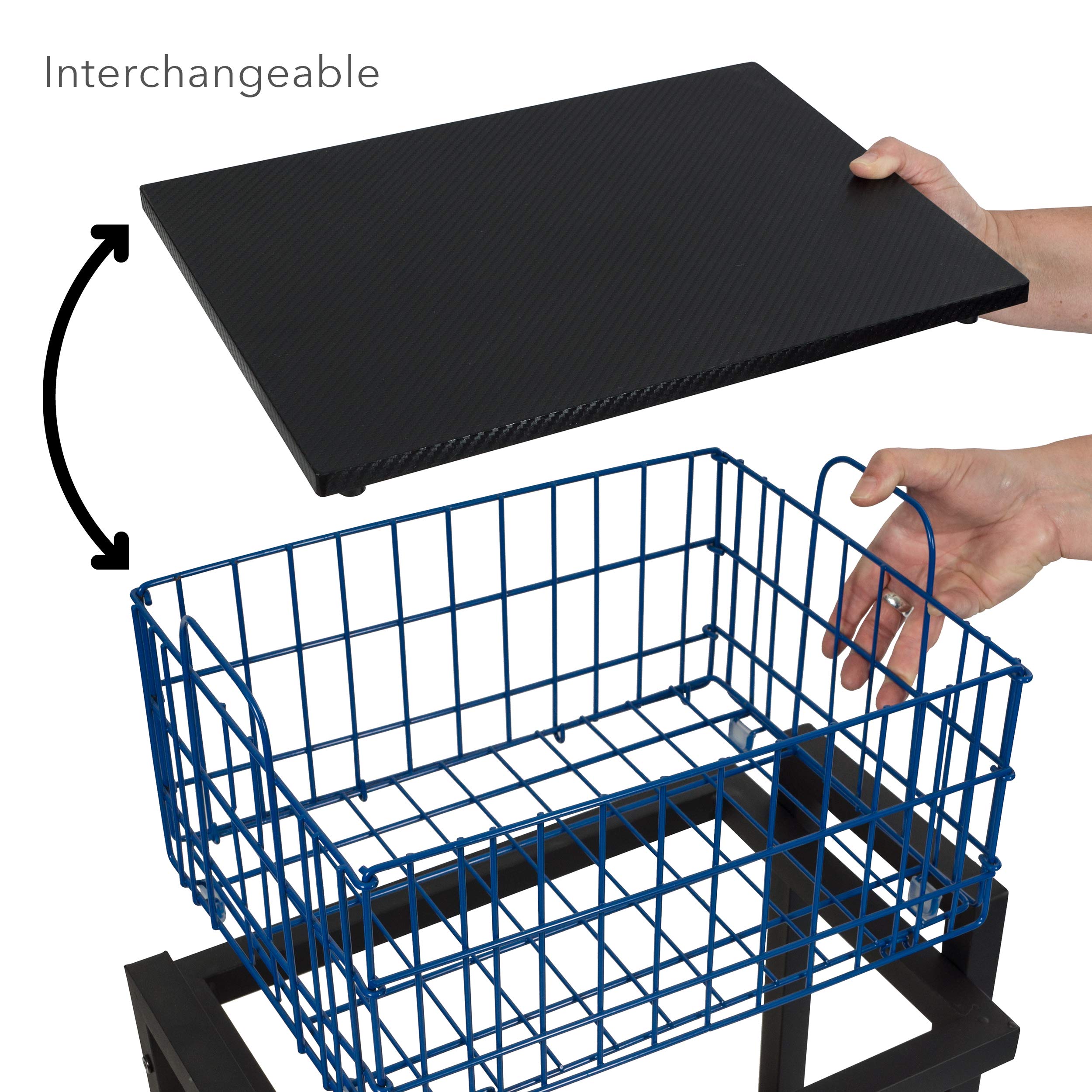 Atlantic Tabletop Wire Storage Basket, Heavy-Gauge Powder-Coated Metal Wire Construction, Stackable for Easy Expansion, Collapsible & Foldable, Non-Slip Feet, Plastic Liner, PN 23308043 – Blue