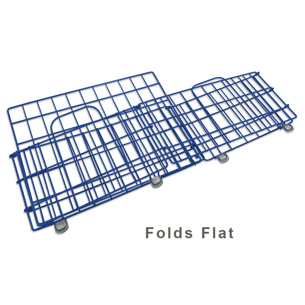 Atlantic Tabletop Wire Storage Basket, Heavy-Gauge Powder-Coated Metal Wire Construction, Stackable for Easy Expansion, Collapsible & Foldable, Non-Slip Feet, Plastic Liner, PN 23308043 – Blue