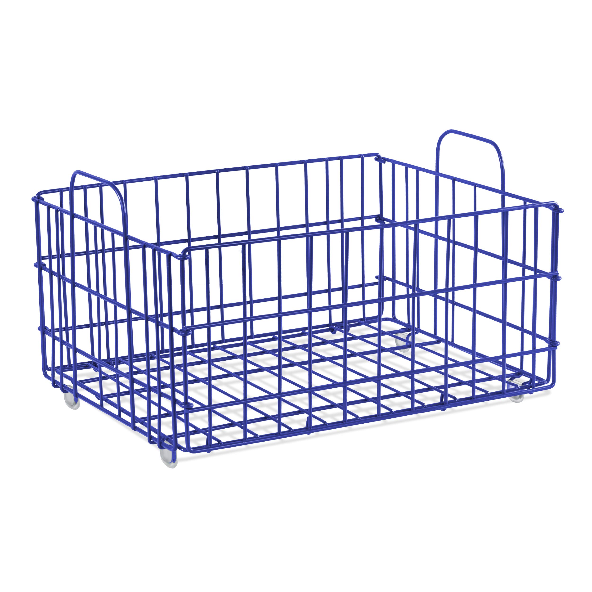 Atlantic Tabletop Wire Storage Basket, Heavy-Gauge Powder-Coated Metal Wire Construction, Stackable for Easy Expansion, Collapsible & Foldable, Non-Slip Feet, Plastic Liner, PN 23308043 – Blue