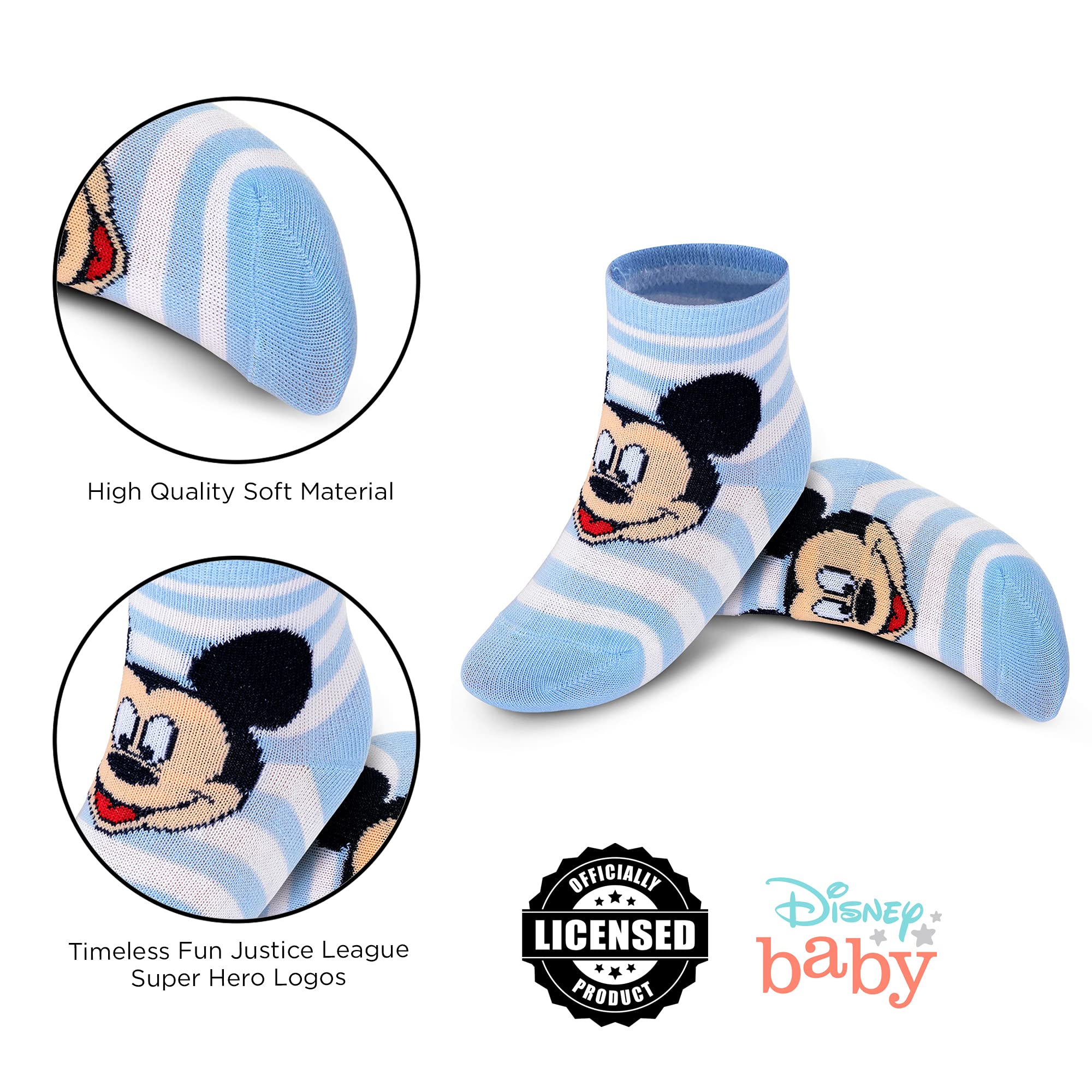 ABG Accessories Baby Girls & Boys Minnie 10-pack Infant Sock, Mickey Mouse-Blue, 12-24 Months