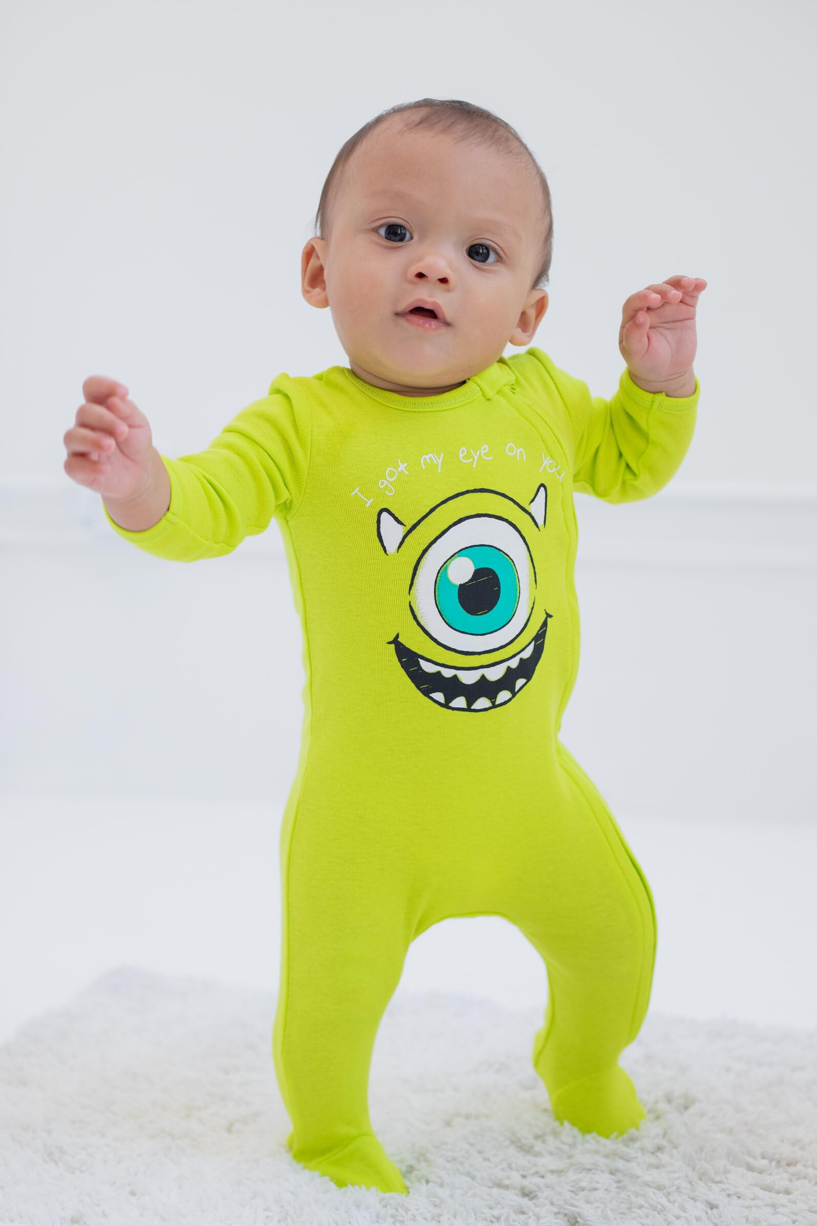Disney Pixar Monsters Inc. Mike Sully Infant Baby Boys 2 Pack Zip Up Snap Cosplay Sleep N' Plays 18 Months