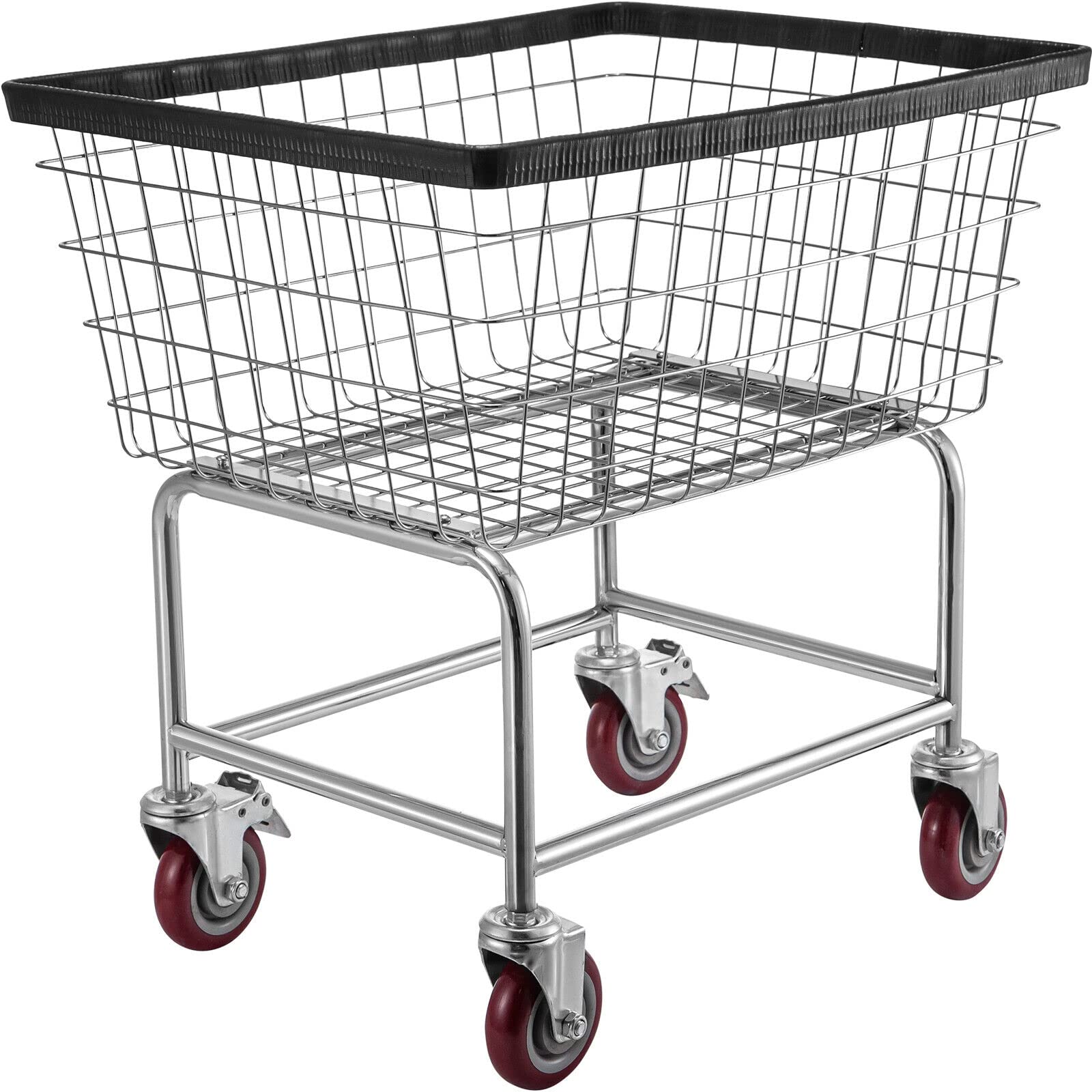 Wire Laundry Cart Wire Laundry Basket 2.2 Bushel Heavy Duty w/ 5'' Wheels