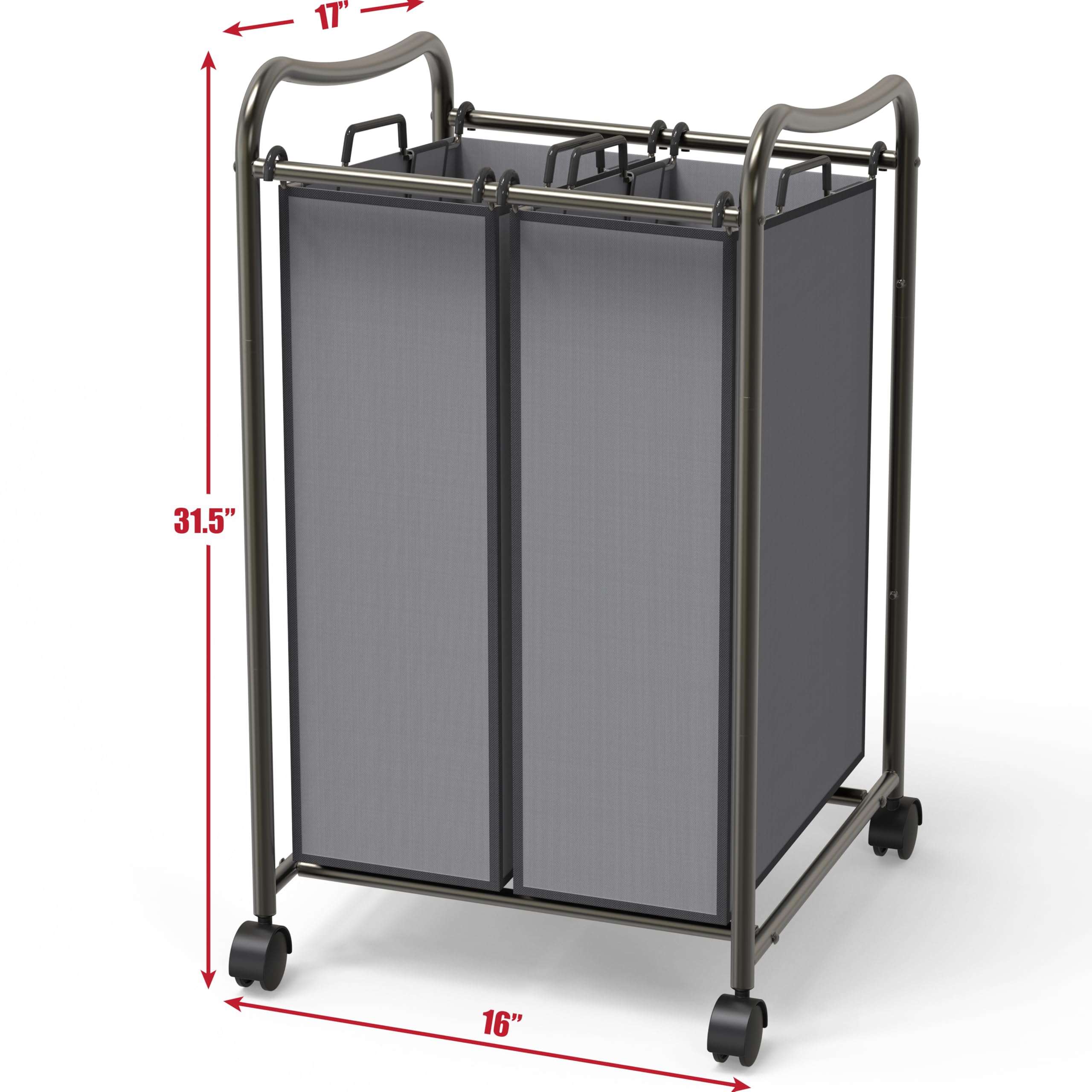 Simple Houseware 2 Bags Laundry Sorter, Dark Grey