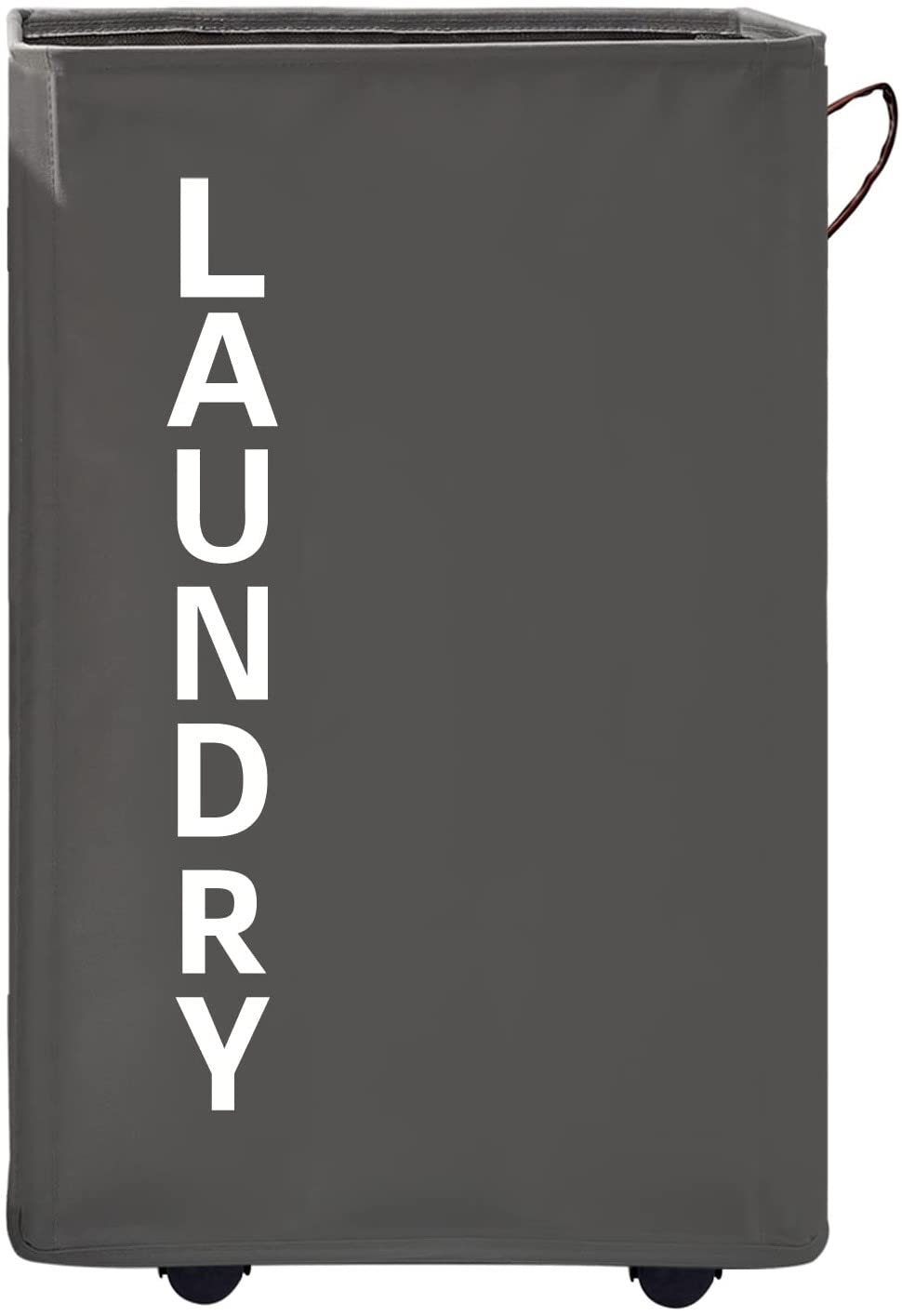 92L Extra Large Laundry Hamper with Leather Handle,Standable Laundry Basket with Wheels Laundry Hamper on Wheels,Large Hamper,Rolling Laundry Basket Grey