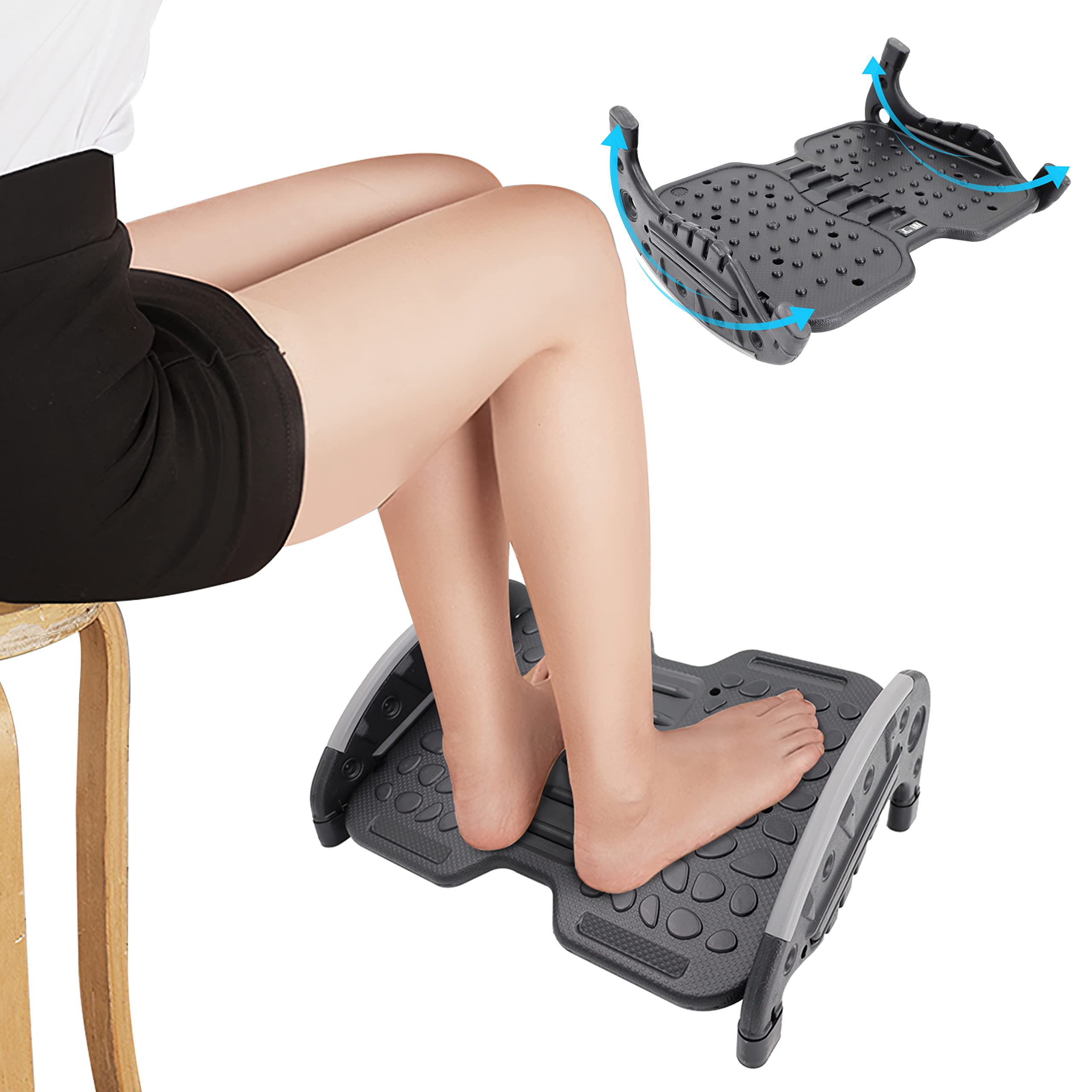 Under Desk Foot Rest ,Rocker Footrest Office Led Rest with Relieve Fatigue,Foot Stool with Massage Texture
