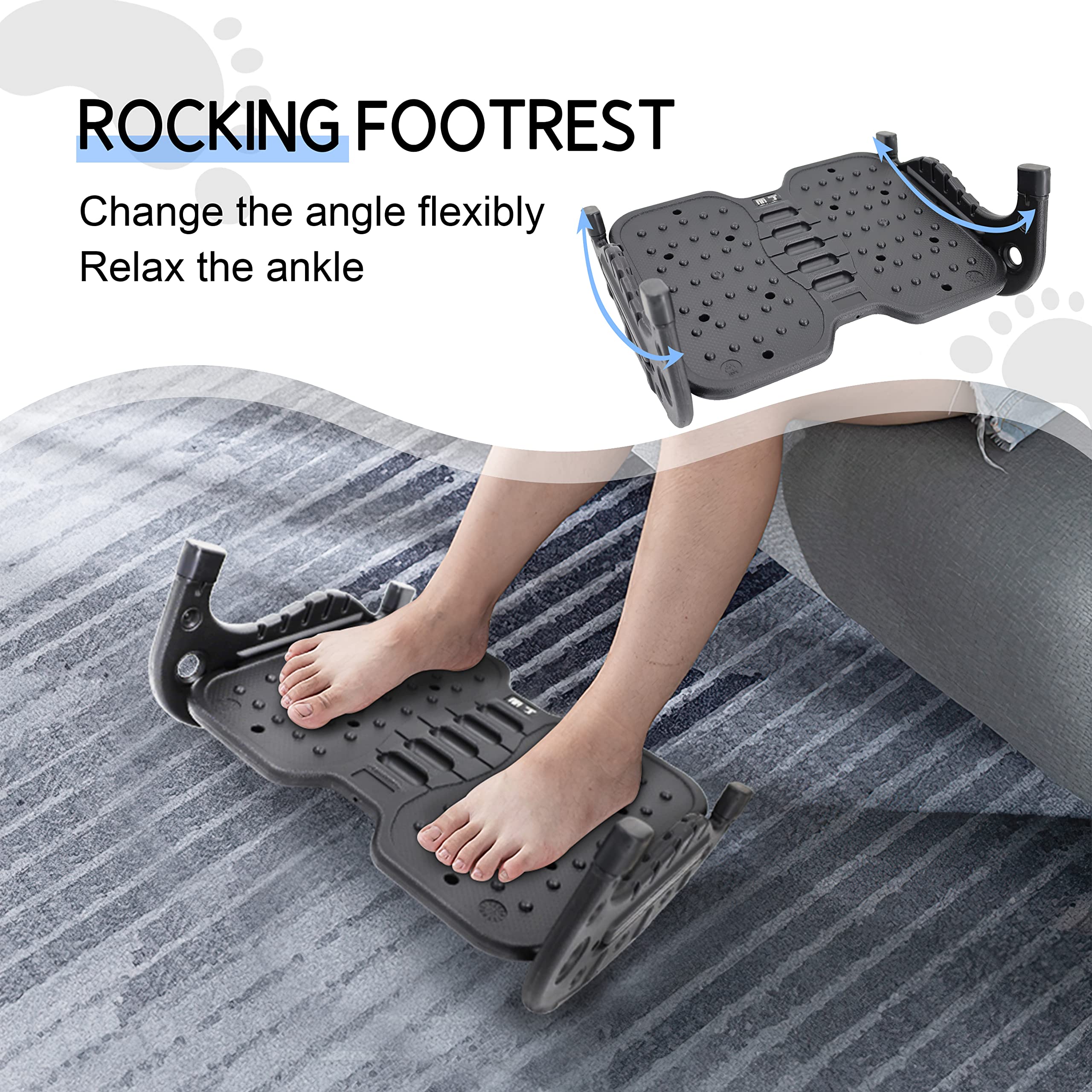 Under Desk Foot Rest ,Rocker Footrest Office Led Rest with Relieve Fatigue,Foot Stool with Massage Texture