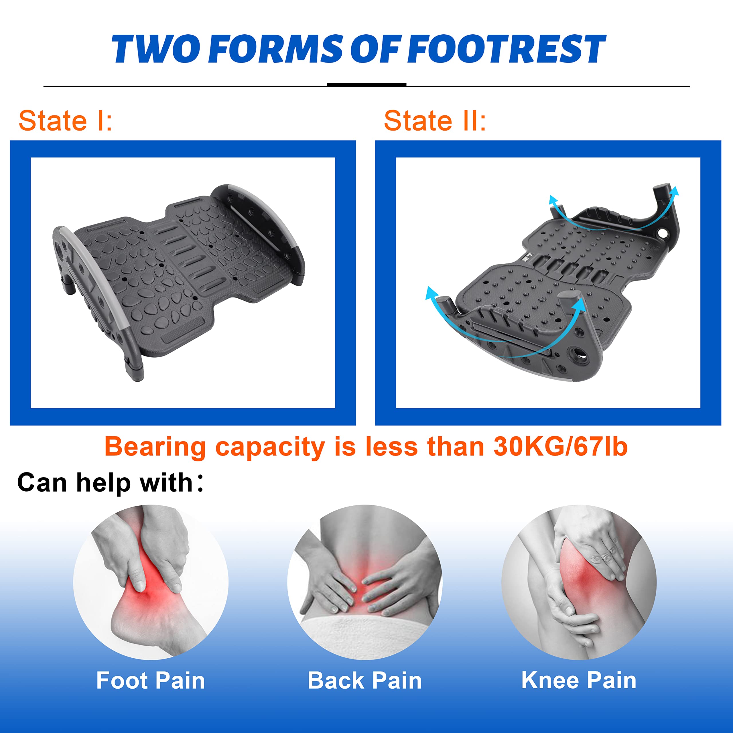 Under Desk Foot Rest ,Rocker Footrest Office Led Rest with Relieve Fatigue,Foot Stool with Massage Texture