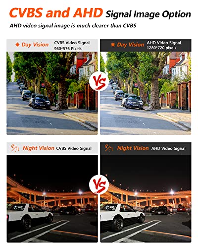 Upgraded Backup Camera for Car AHD Back up Night Vision Reverse Camera IP69 Waterproof Rear Front View Reversing Camera 140° Wide Angle CVBS|AHD Rearview License Plate Camera for Pickup Truck SUV RV
