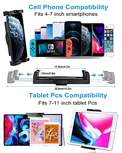 Dashboard Clip Car Phone Mount, woleyi Car Sun Visor & Rearview Mirror Clamp Phone Tablet Holder with Adjustable Arm for iPhone 13 Pro Max 12 11 XS XR X 8 7 6, iPad, More 4-11" Cell Phones and Tablets