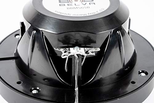 BELVA BBMS65B Pair of 6.5” 2-Way 400 Watt Peak Black Marine Coaxial Speakers for Marine/UTV/ATV/Motorcycle/Powersports
