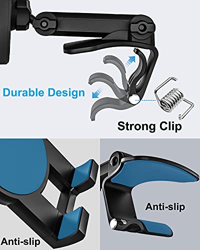Dashboard Clip Car Phone Mount, woleyi Car Sun Visor & Rearview Mirror Clamp Phone Tablet Holder with Adjustable Arm for iPhone 13 Pro Max 12 11 XS XR X 8 7 6, iPad, More 4-11" Cell Phones and Tablets