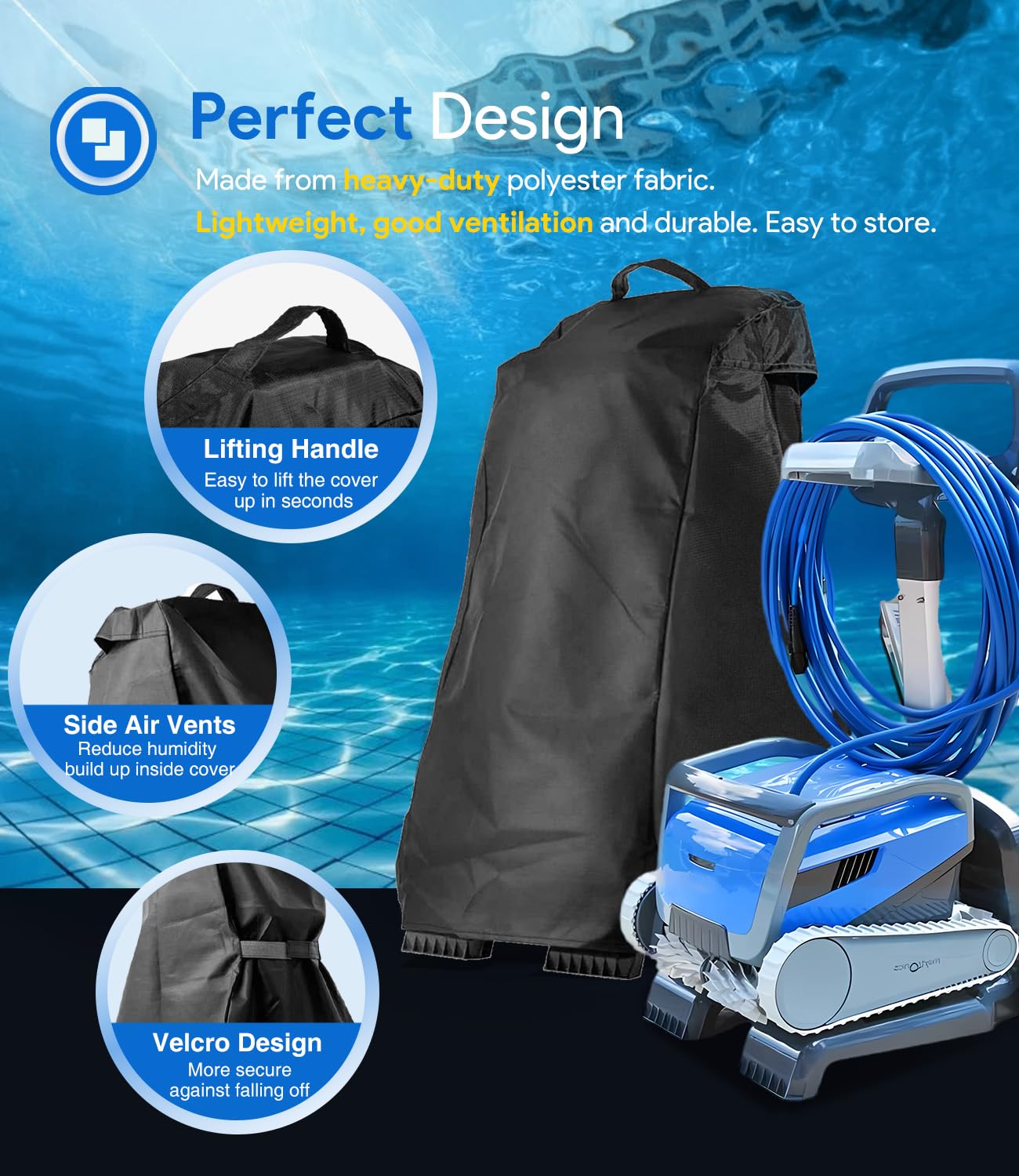 Replacement for Dolphin 9991795-R1 Robotic Pool Cleaner Classic Caddy Cover for All Dolphin Cleaner, Waterproof
